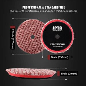 Wool Polishing Pads, SPTA 2Pcs 6 Inch (150mm) Wool Cutting Pad, Short Hair Wool Buffing and Polishing Pad Set, Wool Buffing Wheel for Heavy Cut for 6 Inch Car Polisher Polishing, Buffing and Cutting