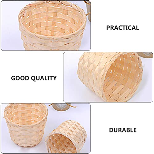 Woven Basket 5 Pcs Desktop Bamboo Weaving Storage Basket Small Bamboo Woven Storage Box Flower Pot Garbage Can for Debris Crafts Jewelry Organizer Desk Decoration Wicker Storage Basket