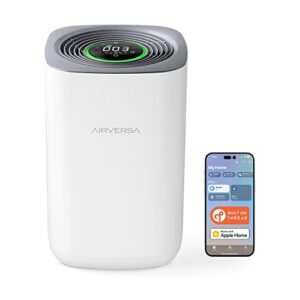 airversa homekit air purifier with thread, 𝗥𝗲𝗾𝘂𝗶𝗿𝗲𝘀 𝗧𝗛𝗥𝗘𝗔𝗗 𝗘𝗻𝗮𝗯𝗹𝗲𝗱 𝗔𝗽𝗽𝗹𝗲 𝗛𝗼𝗺𝗲 𝗛𝘂𝗯 3-stage h13 true hepa filter smart air cleaner 1000 sq.ft purelle ap2