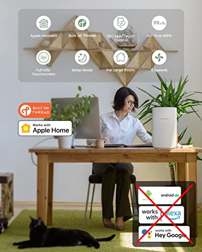 Airversa HomeKit Air Purifier with Thread, 𝗥𝗲𝗾𝘂𝗶𝗿𝗲𝘀 𝗧𝗛𝗥𝗘𝗔𝗗 𝗘𝗻𝗮𝗯𝗹𝗲𝗱 𝗔𝗽𝗽𝗹𝗲 𝗛𝗼𝗺𝗲 𝗛𝘂𝗯 3-Stage H13 True HEPA Filter Smart Air Cleaner 1000 sq.ft Purelle AP2