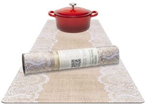 rimona's thermo heat resistant table runner and trivet for hot dishes - waterproof hot plates to protect table and countertop - kitchen & dining 350f heat protector 40" - the everyday jute lace