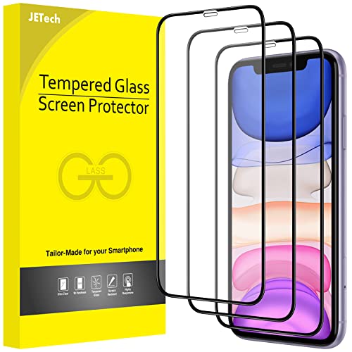 JETech Full Coverage Screen Protector for iPhone 11/iPhone XR 6.1-Inch, Black Edge, 9H Tempered Glass Film Case-Friendly, HD Clear, 3-Pack