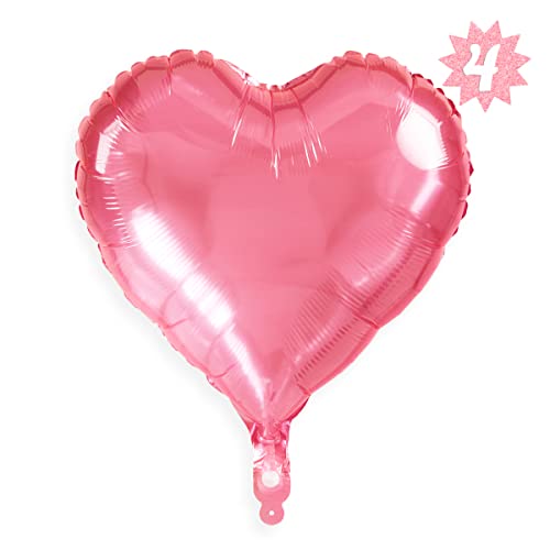 xo, Fetti Pink Heart Foil Balloon Set - 4 pc | Birthday Decorations, Bachelorette Backdrop, Valentine's Day Baby Shower, Vday, Wedding Photo Booth