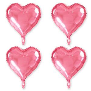 xo, Fetti Pink Heart Foil Balloon Set - 4 pc | Birthday Decorations, Bachelorette Backdrop, Valentine's Day Baby Shower, Vday, Wedding Photo Booth