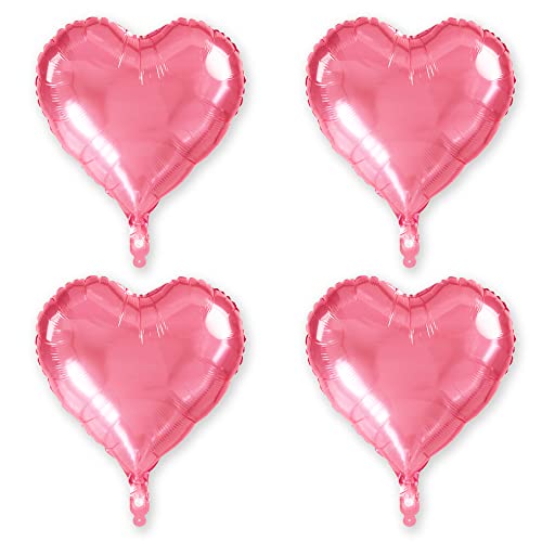 xo, Fetti Pink Heart Foil Balloon Set - 4 pc | Birthday Decorations, Bachelorette Backdrop, Valentine's Day Baby Shower, Vday, Wedding Photo Booth