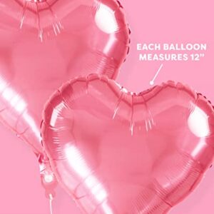 xo, Fetti Pink Heart Foil Balloon Set - 4 pc | Birthday Decorations, Bachelorette Backdrop, Valentine's Day Baby Shower, Vday, Wedding Photo Booth