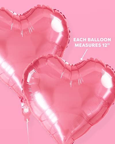 xo, Fetti Pink Heart Foil Balloon Set - 4 pc | Birthday Decorations, Bachelorette Backdrop, Valentine's Day Baby Shower, Vday, Wedding Photo Booth