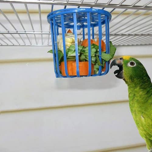 Bird Feeder, Parrot Bird Cage Hanging Food Fruits Basket, Parrot Fruit Vegetable Holder, Foraging Toys Hot for Parrot Budgies Eclectus Parrot, Black Headed Caique Cheeks Macaw, Lovebird