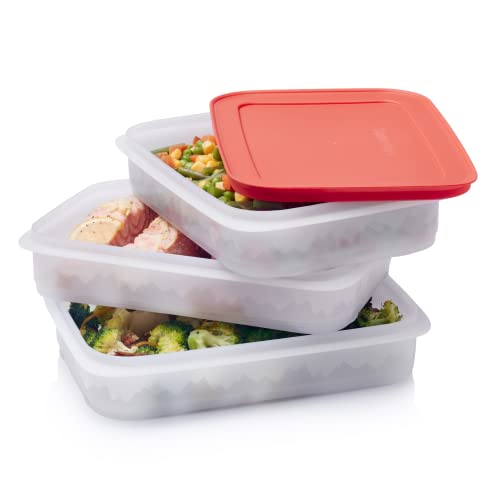 Tupperware Brand Freezer Mates Plus Stackables Set - Includes 1 Lid & 3 Food Storage Containers - Airtight, Dishwasher Safe & BPA Free