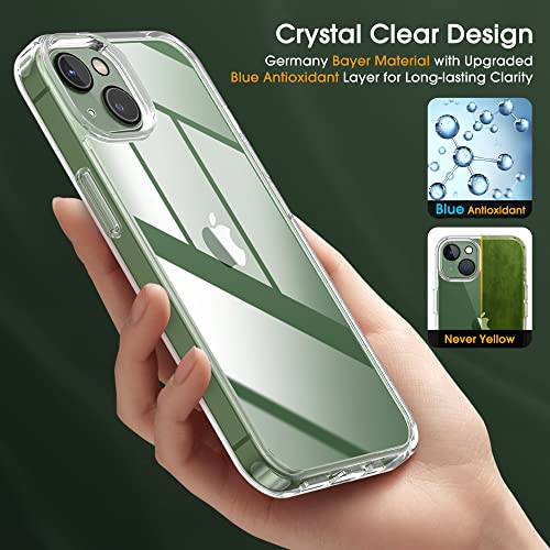 Emetok [6 in 1 Set for iPhone 13 Case, Yellowing Resistant, Soft Touch, Slim & Strong, Edges Reinforced Case for iPhone 13 6.1, Transparent