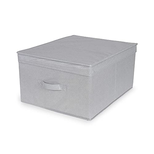 Compactor Gray Storage Drawer to Store Clothing, Bedding, Ornaments, Cube Organizer Bins Cardboard with Mottled Fabric, Boston - Size L Storage box (L, Boston)