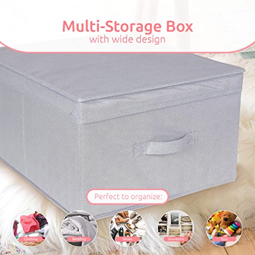 Compactor Gray Storage Drawer to Store Clothing, Bedding, Ornaments, Cube Organizer Bins Cardboard with Mottled Fabric, Boston - Size L Storage box (L, Boston)