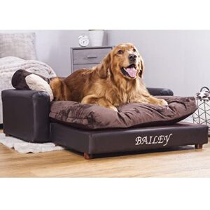 moots premium leatherette pets sofa, personalized, espresso, x-large