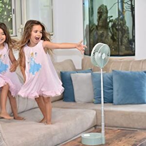 Portable Fan & Essential Oil Diffuser – Foldable Standing or Desk Fan with Night Light, Air Diffuser, Humidifier – 24 Hr. Run Time (Green)