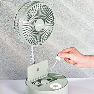 Portable Fan & Essential Oil Diffuser – Foldable Standing or Desk Fan with Night Light, Air Diffuser, Humidifier – 24 Hr. Run Time (Green)