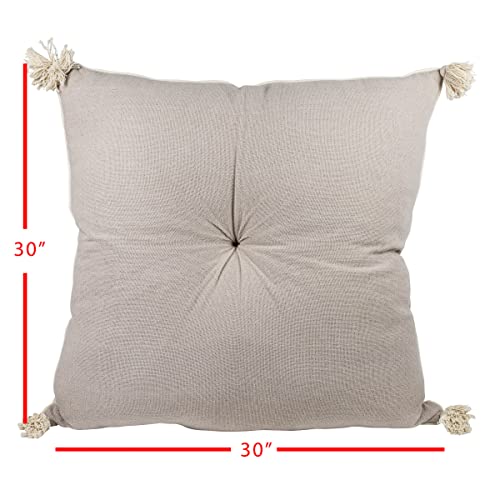 Foreside Home & Garden Taupe 30X30 Hand Woven Filled Oversized Pillow