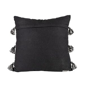 Foreside Home & Garden Black Cross Striped 18X18 Hand Woven Filled Pillow