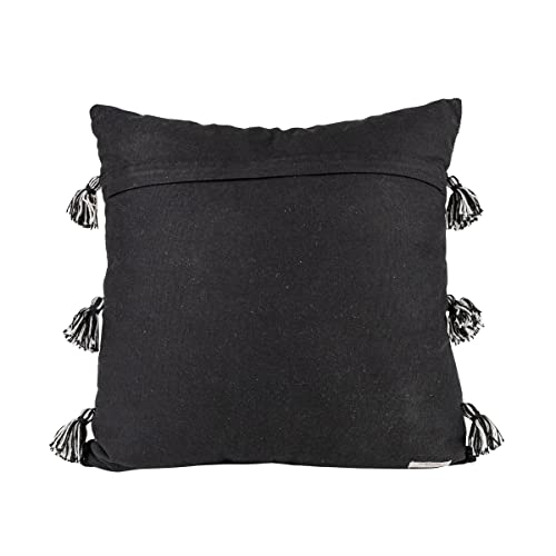 Foreside Home & Garden Black Cross Striped 18X18 Hand Woven Filled Pillow