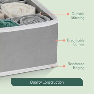 RUBOXA Dresser Organizer - Set of 4 Drawer Organizers for Clothing, Bra and Underwear Organizer Bins for Bedroom Organization, Breathable, Easy Assemble, Foldable, for Lingerie, Sock, Tie ETC. (GREY)