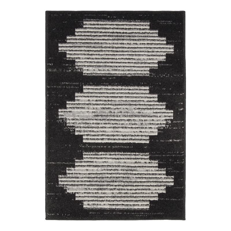 Nourison Modern Passion Mid-Century Geometric 2' x 3' Black Grey Area -Rug, Easy -Cleaning, Non Shedding, Bed Room, Living Room, Dining Room, Kitchen (2x3)