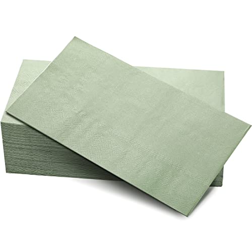 Dinner Napkins Paper Hand Towels Disposable Cocktail Napkins Dinner Napkins for Wedding, Birthday, Events, Guest Bathroom, Bridal Shower Party Favors, 13 x 15.75 Inch (Sage Green, 100 Pcs)