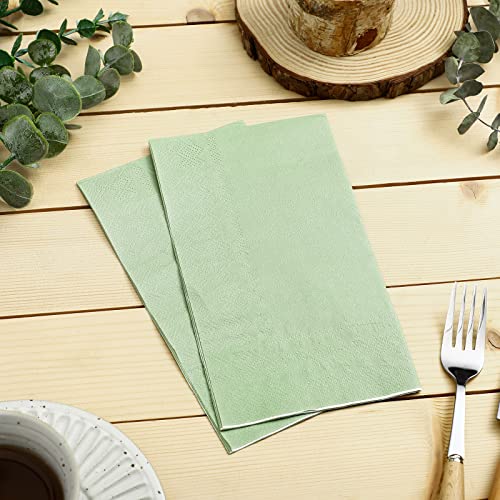 Dinner Napkins Paper Hand Towels Disposable Cocktail Napkins Dinner Napkins for Wedding, Birthday, Events, Guest Bathroom, Bridal Shower Party Favors, 13 x 15.75 Inch (Sage Green, 100 Pcs)