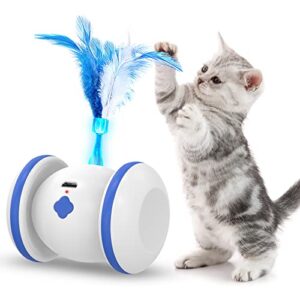 liieypet cat toys for indoor cats interactive cat toy with 3 feathers, automatic cat toys with led lights, usb rechargeable cat toys, electronic cat toy, 360° rotating, cat exercise toy