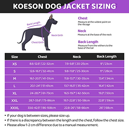 KOESON Winter Dog Coats, Windproof Super Warm Dog Snow Jackets for Cold Weather, Reflective Dog Fleece Vest Puppy Turtleneck Clothes for Small Medium Large Dogs for Walking, Hiking, & Running