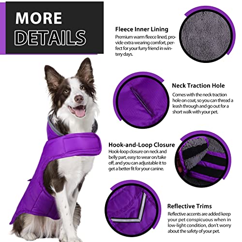 KOESON Winter Dog Coats, Windproof Super Warm Dog Snow Jackets for Cold Weather, Reflective Dog Fleece Vest Puppy Turtleneck Clothes for Small Medium Large Dogs for Walking, Hiking, & Running