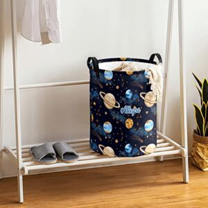 Galaxy Planets Stars Personalized Laundry Basket Clothes Hamper Storage Handle Waterproof, Custom Collapsible Large Capacity , for Bedroom Bathroom Toy Decoration