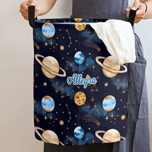 Galaxy Planets Stars Personalized Laundry Basket Clothes Hamper Storage Handle Waterproof, Custom Collapsible Large Capacity , for Bedroom Bathroom Toy Decoration