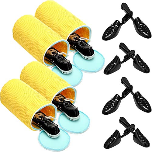 8 Pcs Shoes Laundry Bag Adjustable Shoe Trees Washing Machine Bag with Zipper Shoe Cleaner Kit 4 Pair of Shoe Trees for Women Men Canvas