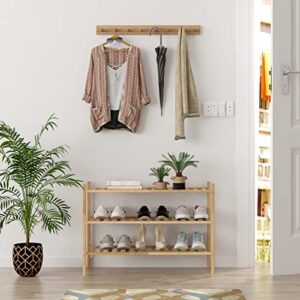 Z&L HOUSE 3-Tier Shoe Rack for Closet, Stackable Shoes Organizer Free Standing Shelf Entryway And Closet Hallway, Multifunctional Bamboo in Different Combinations (3-Tier)