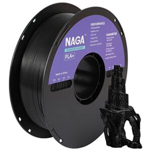 naga pla plus(pla+) filament 1.75mm, strong toughness black pla 1kg spool(2.2lbs), pla pro 3d printer filament, dimensional accuracy +/- 0.02 mm, fit most fdm printer