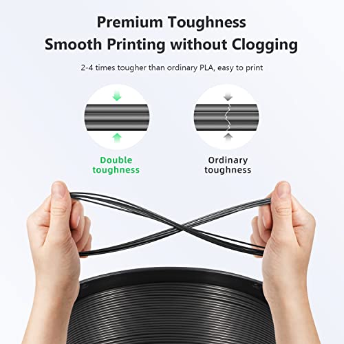 NAGA PLA Plus(PLA+) Filament 1.75mm, Strong Toughness Black PLA 1kg Spool(2.2lbs), PLA Pro 3D Printer Filament, Dimensional Accuracy +/- 0.02 mm, Fit Most FDM Printer