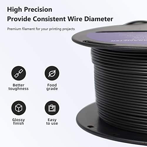 NAGA PLA Plus(PLA+) Filament 1.75mm, Strong Toughness Black PLA 1kg Spool(2.2lbs), PLA Pro 3D Printer Filament, Dimensional Accuracy +/- 0.02 mm, Fit Most FDM Printer