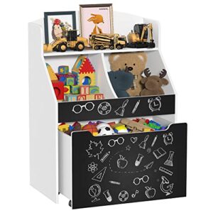 Toy Storage Organizer Kids Bookshelf Rolling Toy Box for Boys Girls Play Room Bedroom