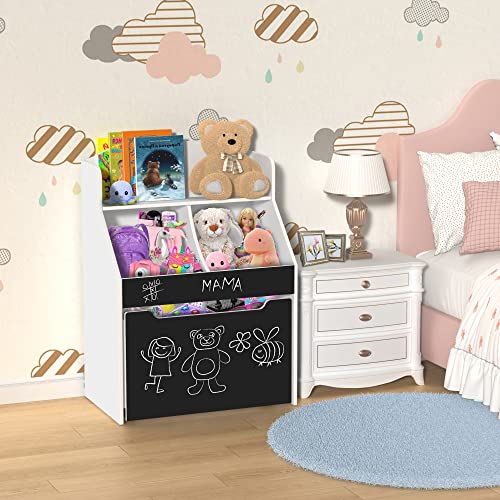 Toy Storage Organizer Kids Bookshelf Rolling Toy Box for Boys Girls Play Room Bedroom