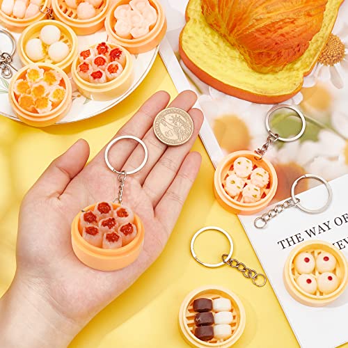 OLYCRAFT 10Pcs Mini Food Keychain Steamed Stuffed Bun Keychain Cute Delicious Food Keychain Accessories Creative Instant Key Ring for Phone and Bag Decoration