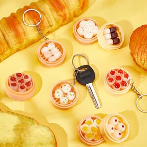 OLYCRAFT 10Pcs Mini Food Keychain Steamed Stuffed Bun Keychain Cute Delicious Food Keychain Accessories Creative Instant Key Ring for Phone and Bag Decoration