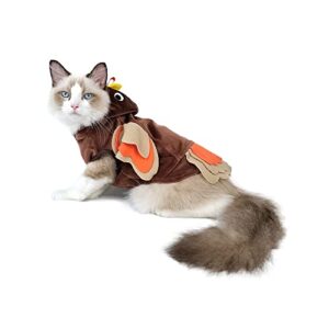 NACOCO Dog Turkey Costume Halloween Thanksgiving Clothes Pet Costume Warm Apparel Puppy Coat Fleece Hoodie Classic Bird for Small Dogs and Cats (Medium)