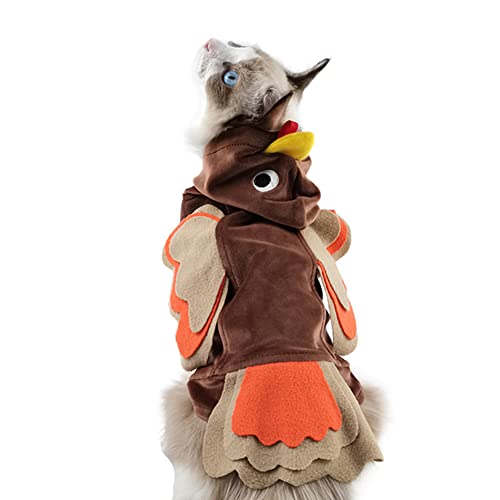 NACOCO Dog Turkey Costume Halloween Thanksgiving Clothes Pet Costume Warm Apparel Puppy Coat Fleece Hoodie Classic Bird for Small Dogs and Cats (Medium)