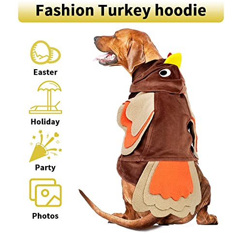 NACOCO Dog Turkey Costume Halloween Thanksgiving Clothes Pet Costume Warm Apparel Puppy Coat Fleece Hoodie Classic Bird for Small Dogs and Cats (Medium)