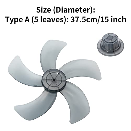 renvena 16 Inchfan Blades Replacement 5 Leaves with Nut Cover for 12/14 Inch Household Standing Pedestal Fan Black D 16 Inch