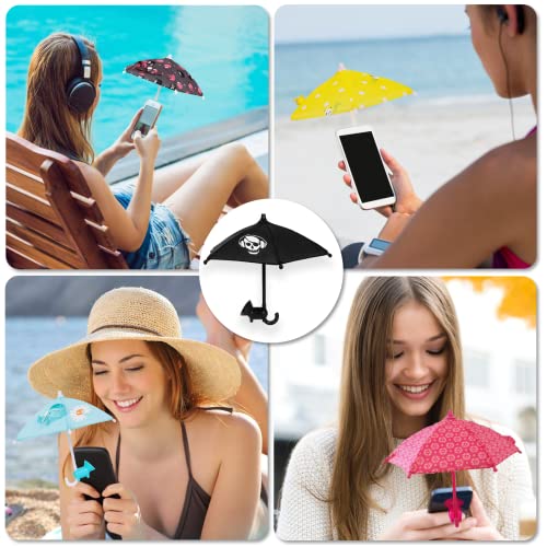 Phone Umbrella for Sun, Universal Adjustable Piggy Suction Cup Stand with Umbrella for Phone, Mini Cell Phone Cute Sunshade Holder Outdoor Anti-Glare (Blue Bear)