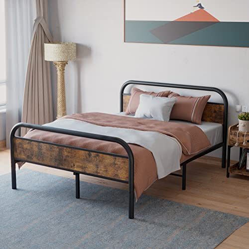 IRONCK Full Bed Frame, Platform Bed Frame Queen with Headboard and Strong Support, Wood and Metal, No Box Spring Needed Easy Assembly