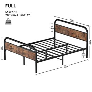 IRONCK Full Bed Frame, Platform Bed Frame Queen with Headboard and Strong Support, Wood and Metal, No Box Spring Needed Easy Assembly