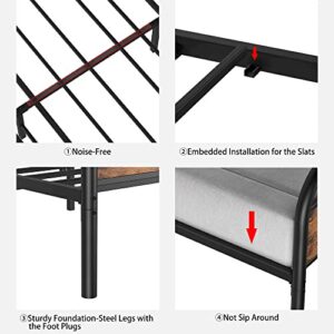 IRONCK Full Bed Frame, Platform Bed Frame Queen with Headboard and Strong Support, Wood and Metal, No Box Spring Needed Easy Assembly