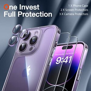 LK for iPhone 14 Pro Max Phone Case Clear with Screen Protector & Camera Lens Protector 10FT Military Grade Drop Tested, Slim Protective Phone Case for iPhone 14 Pro Max, Crystal Clear