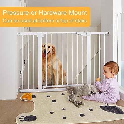 Mumeasy Baby Gate Extra Wide, 29.5"- 51.5" Pressure Mounted Dog Gate with Walk Through Door, Auto Close Pet Gate for Stairs,Doorways,House